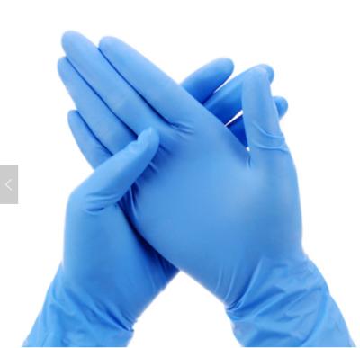 China Blue Nitrile Examination Gloves Powder Free 100pcs Box Non Sterile Latex Free Medical Food Grade for sale
