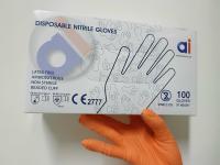 China Orange Disposable Nitrile Gloves Food Safe Latex Free Powder Free Size S M L XL for sale