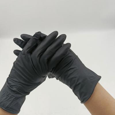 China Industrial Nitrile Gloves 8 Mil Black Diamond Textured Heavy Duty Disposable Puncture Resistant for sale