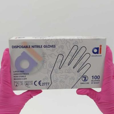 China Disposable Colored Food Safety Powder Free Nitrile Gloves Small 100 Count for sale