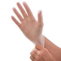 China Disposable Clear Vinyl Medical Exam Gloves Medium Powder Free 100 Pack 0.10mm Thickness for sale
