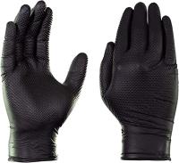 China Diamond Pattern Heavy Duty Black Nitrile Gloves Powder Free for sale