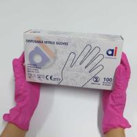 China Pink Disposable Nitrile Gloves Medium Non Latex Gloves Cleaning for sale