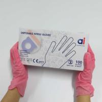 China Disposable Pink Nitrile Gloves Powder Latex Free 240mm Length 0.10mm Thickness for sale