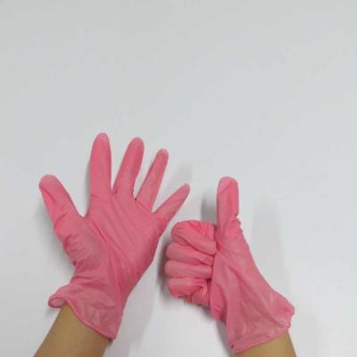 China Disposable Pink Nitrile Gloves Powder Latex Free 240mm Length 0.10mm Thickness for sale