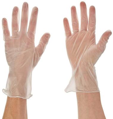 China Clear Powder Free Disposable Vinyl Gloves Large 100 Pack Medical Exam 240mm Length for sale