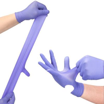 China Disposable Powder Free Purple Nitrile Gloves Anti Slip for sale