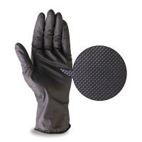 China Disposable Black Nitrile Gloves Medium 50 Count Diamond Texture Non Sterile for sale