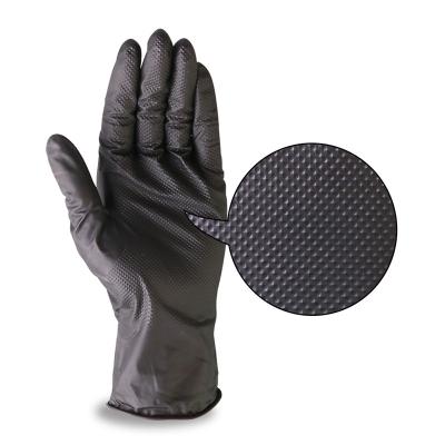 China Disposable Black Nitrile Gloves Medium 50 Count Diamond Texture Non Sterile for sale