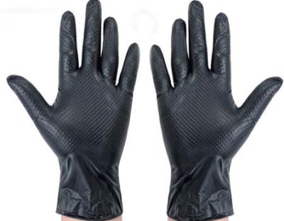 China Heavy Duty 8 Mil Nitrile Work Gloves Raised Diamond Textured Orange Black Reusable for sale
