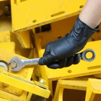 China Diamond Texture Nitrile Safety Work Gloves 8 Mil Black Powder Free Industrial Gloves for sale