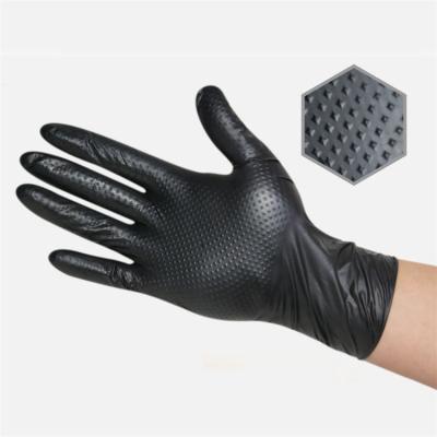 China Custom Diamond Texture Nitrile Mechanic Gloves 8 Mil Heavy Duty Grip M L XL for sale