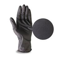 China Black Diamond Textured Nitrile Gloves For Industrial Work for sale