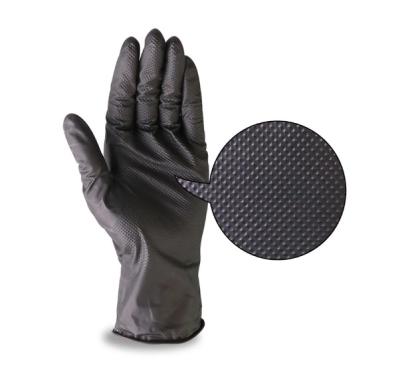 China Black Diamond Textured Nitrile Gloves For Industrial Work for sale