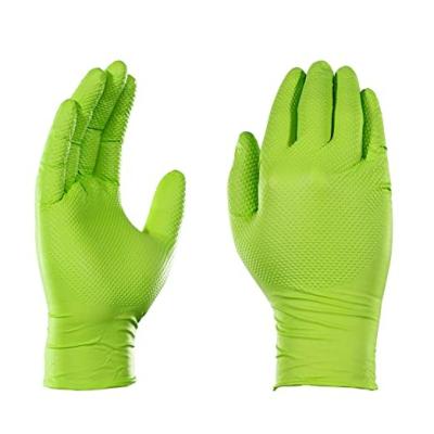 China Diamond Textured Nitrile Gloves 8 mil Chemical Resistant Industrial Orange Black M L XL for sale
