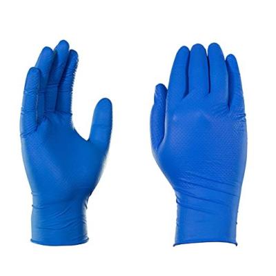 China Blue Nitrile Diamond Pattern Safety Glove Industrial Grade for sale