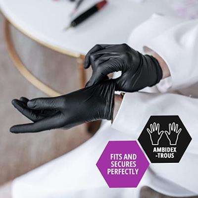 China Black Powder Free Nitrile Gloves 4mm Thick Medical Grade Disposable 100pcs/Box S-XL for sale