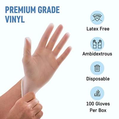 China Disposable Vinyl Gloves 4 Mil Thick Powder Free Latex Free Food Safe S M L XL for sale