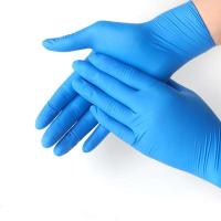 China Anti Slip Single Layer Powder Free Nitrile Gloves Blue for sale