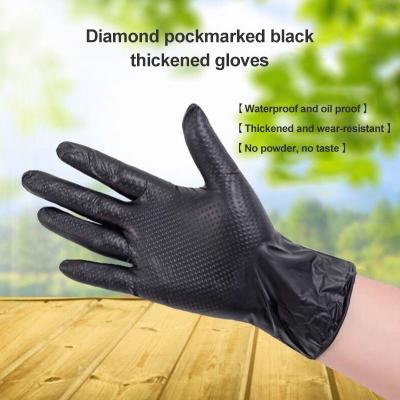 China Multipurpose Diamond Textured Nitrile Gloves In Orange And Black for sale