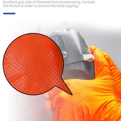 China Industrial Gloves Heavy Duty Nitrile Work Gloves Powder Free Diamond Pattern for sale