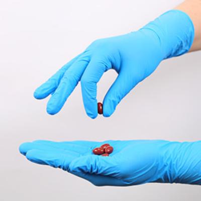 China Blue Nitrile Gloves Powder Free Disposable 240mm Length 0.10mm Thickness Examination Gloves for sale