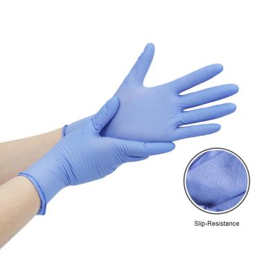 China Disposable Blue Nitrile Powder Free Non-Sterile Examination Gloves 240mm CE EN374 EN455 for sale