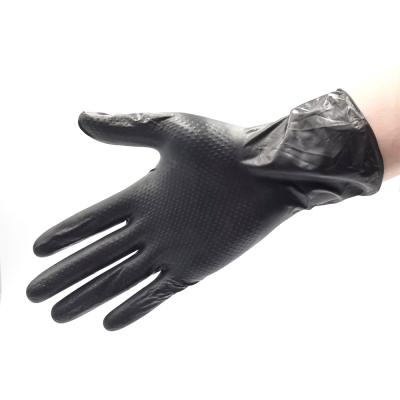 China Diamond Grip Black Nitrile Gloves 7mil Thick Industrial Chemical Resistant Disposable 100ct for sale