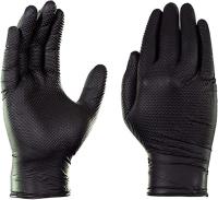 China Disposable Diamond Textured Nitrile Gloves 7 Mil Oil Grip Black Orange Heavy Duty Industrial for sale