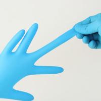 China Disposable Medical Powder Free Blue Nitrile Gloves 3.5 Mil Thick S M L XL for sale