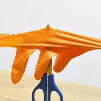 China Cut Resistant Diamond Nitrile Gloves 7 Mil Orange Safety Work Gloves for sale