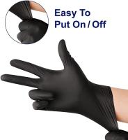 China Disposable Nitrile Gloves Black Large Latex Free Powder Free Textured 240mm Length 0.10mm Thickness for sale