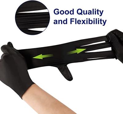 China Custom Black Nitrile Food Grade Disposable Gloves Latex Free Powder Free 240mm Length 0.10mm Thickness for sale