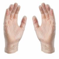 China Ai 650 Food Grade Disposable Vinyl Gloves Powder Free PVC 240mm Length 0.10mm Thickness for sale