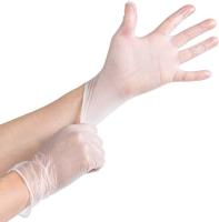 China Disposable Clear Vinyl Gloves 0.10mm Thickness Food Grade Industrial Use Powder Free for sale