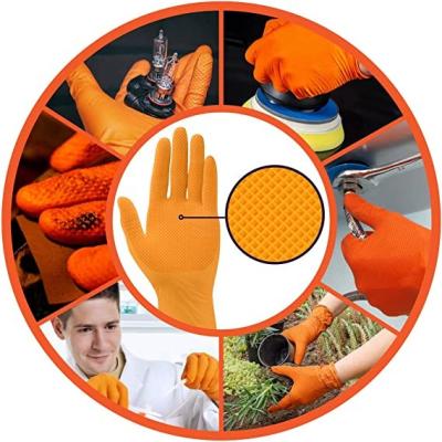 China Nitrile Diamond Pattern Oil Resistant Gloves Work Safety Gloves Custom Color Box Waterproof for sale