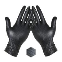 China Industrial Gloves Heavy Duty Nitrile Work Gloves Powder Free Diamond Pattern for sale