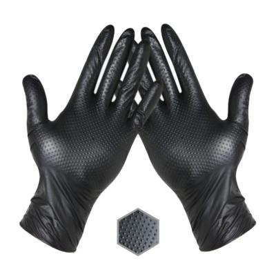 China Industrial Gloves Heavy Duty Nitrile Work Gloves Powder Free Diamond Pattern for sale