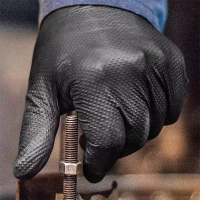 China 8 Mil Nitrile Gloves Diamond Texture Grip for Automotive Heavy Duty Disposable 240mm Length for sale