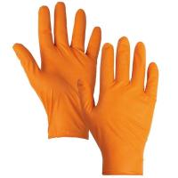 China Disposable Orange Nitrile Gloves Diamond Pattern 8 Mil Thick Waterproof Industrial for sale