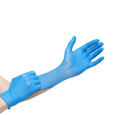 China Blue Nitrile Gloves 4mil Powder Free Food Grade Kitchen Disposable 240mm Length for sale
