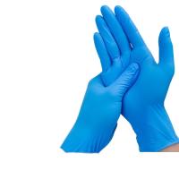 China Blue Nitrile Exam Gloves Powder Free Custom Printed for sale
