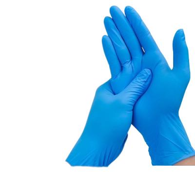 China Blue Nitrile Exam Gloves Powder Free Custom Printed for sale