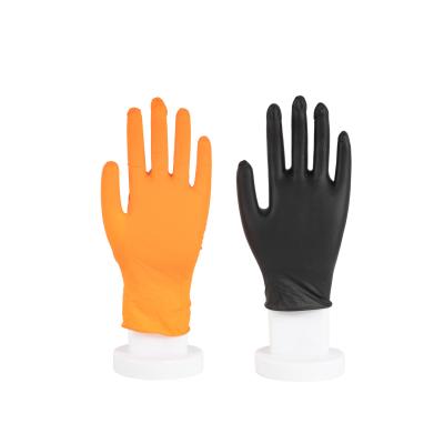 China Diamond Textured Black Yellow Nitrile Examination Glove Heavy Duty for sale