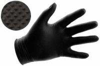 China Mechanical Repair Machine 10mil Black Nitrile Vinyl Blend Gloves Diamond Pattern for sale