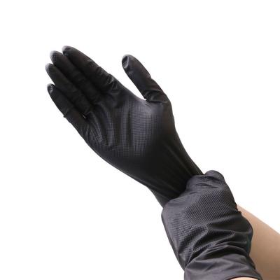 China Diamond Black Nitrile Gloves Heavy Industrial 8 Mil for Repairing for sale