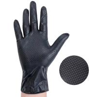 China Food Grade Diamond Pattern Black Nitrile Gloves With Powder Free for sale