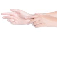 China Clear Vinyl Powder Free Gloves 0.10mm Thickness Disposable Household Examination Sizes S to XL for sale