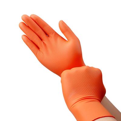 China Mechanic Work Black Diamond Textured Nitrile Gloves With Firm Grip for sale