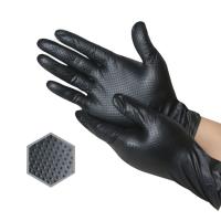 China Multipurpose Mechanic Industrial Diamond Textured Nitrile Gloves Orange Black for sale